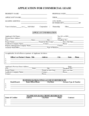 Fillable Online Commercial Rental Application Template Fax Email Print ...