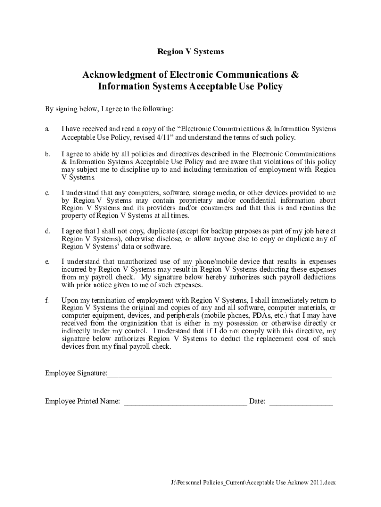 Fillable Online User Rules of Behavior Acknowledgment Form Fax Email ...
