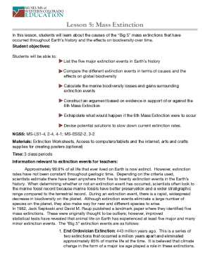 Fillable Online There have been five mass extinctions in Earth's ...