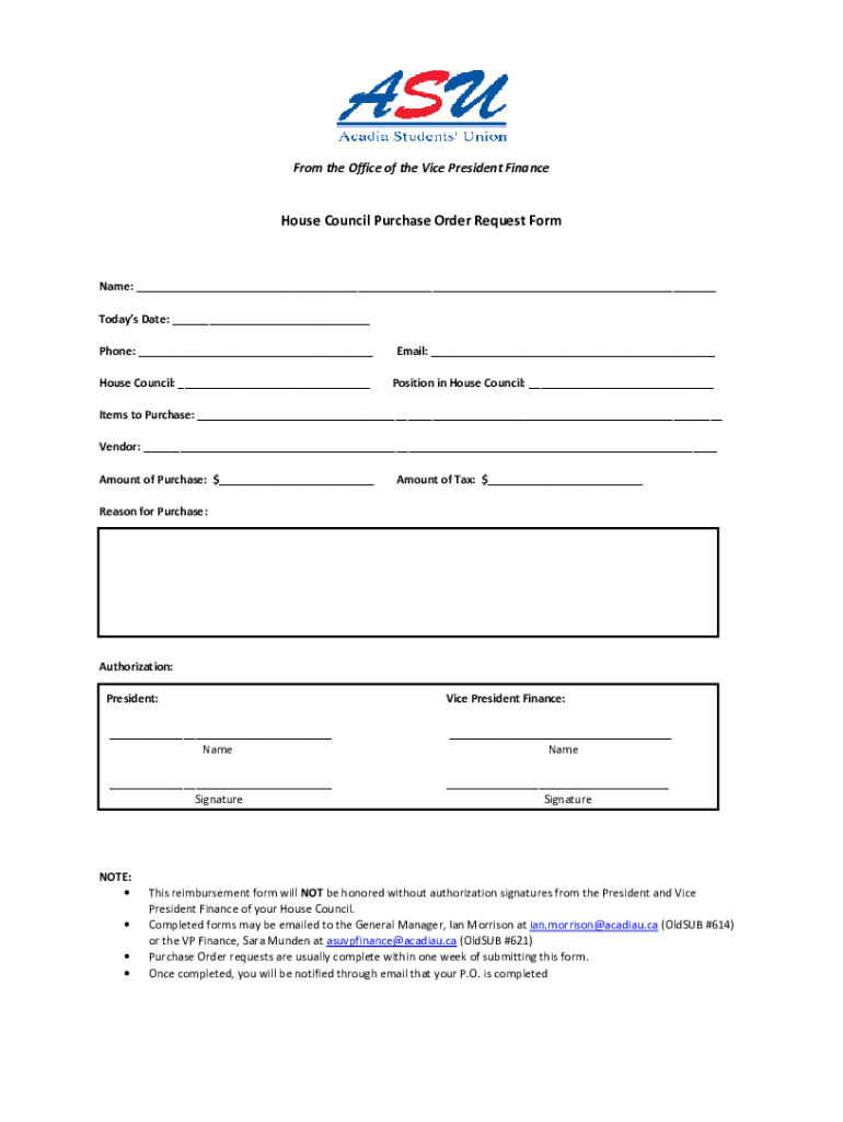 Fillable Online Purchase Order request form Fax Email Print - pdfFiller