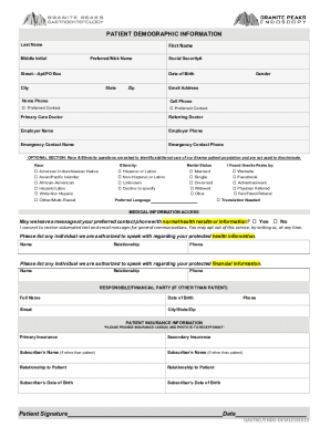 Fillable Online Patient Demographic Sheet - PDF Free Download Fax Email ...