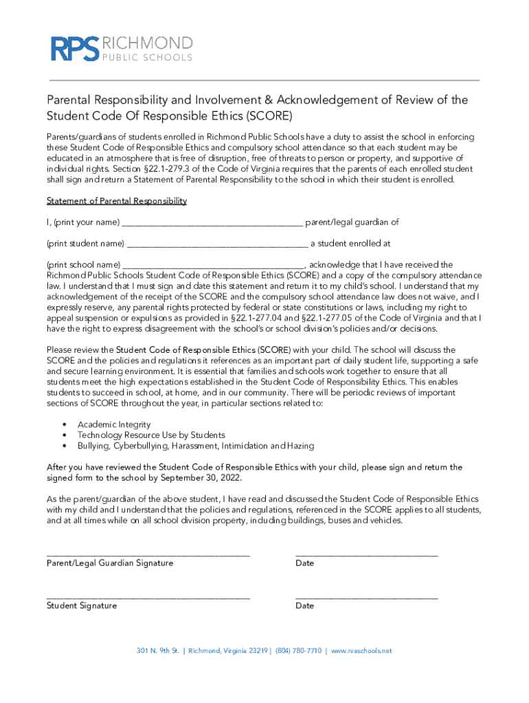 Fillable Online SCORE Acknowledgement Form 22-23 Fax Email Print ...