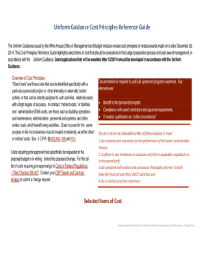 Fillable Online Uniform Guidance Cost Principles Reference Guide Fax ...