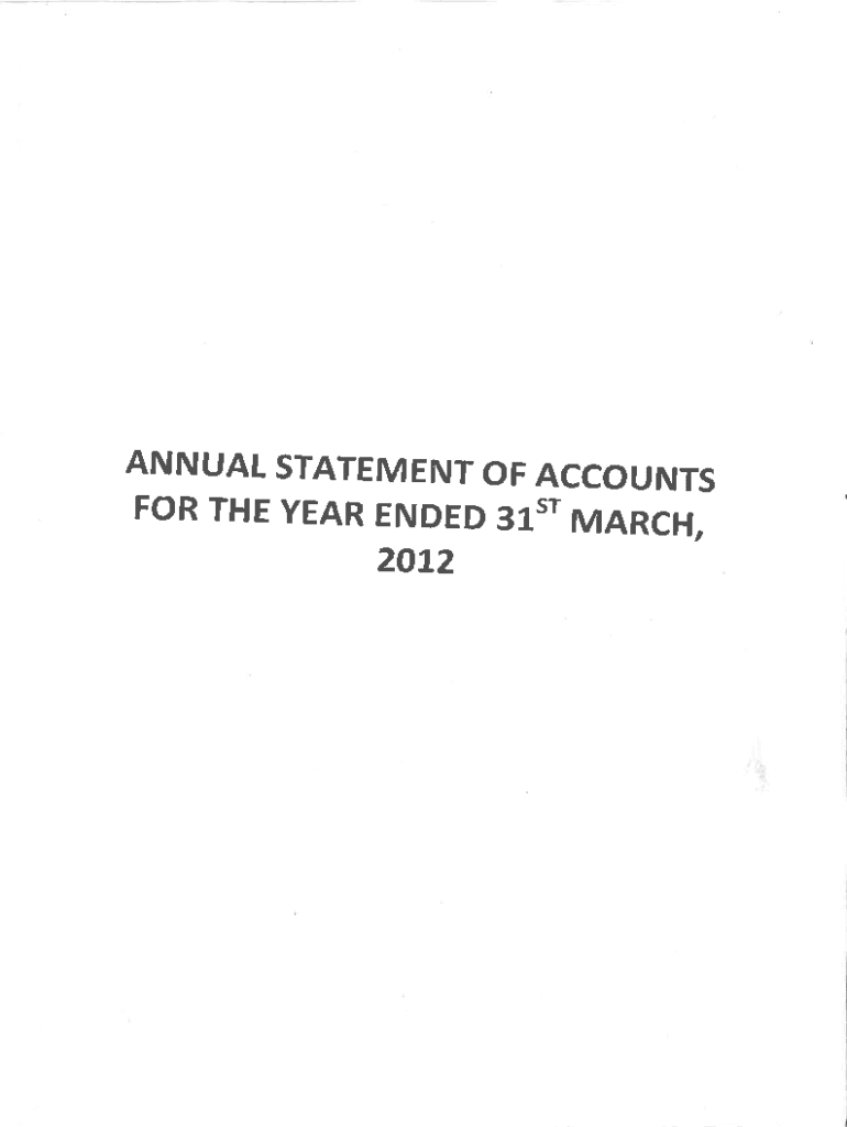 Fillable Online ANNUAL STATEMENT OF ACCOUNTS FOR THE YEAR ENDED 31 ...