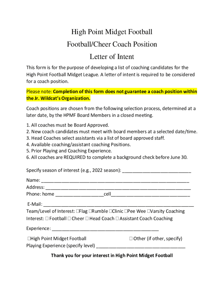 Fillable Online Football Coach Cover Letter Examples & Samples for 2023 ...