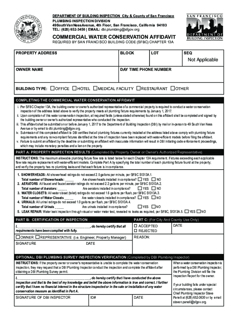 Fillable Online COMMERCIAL WATER CONSERVATION AFFIDAVIT Fax Email Print ...