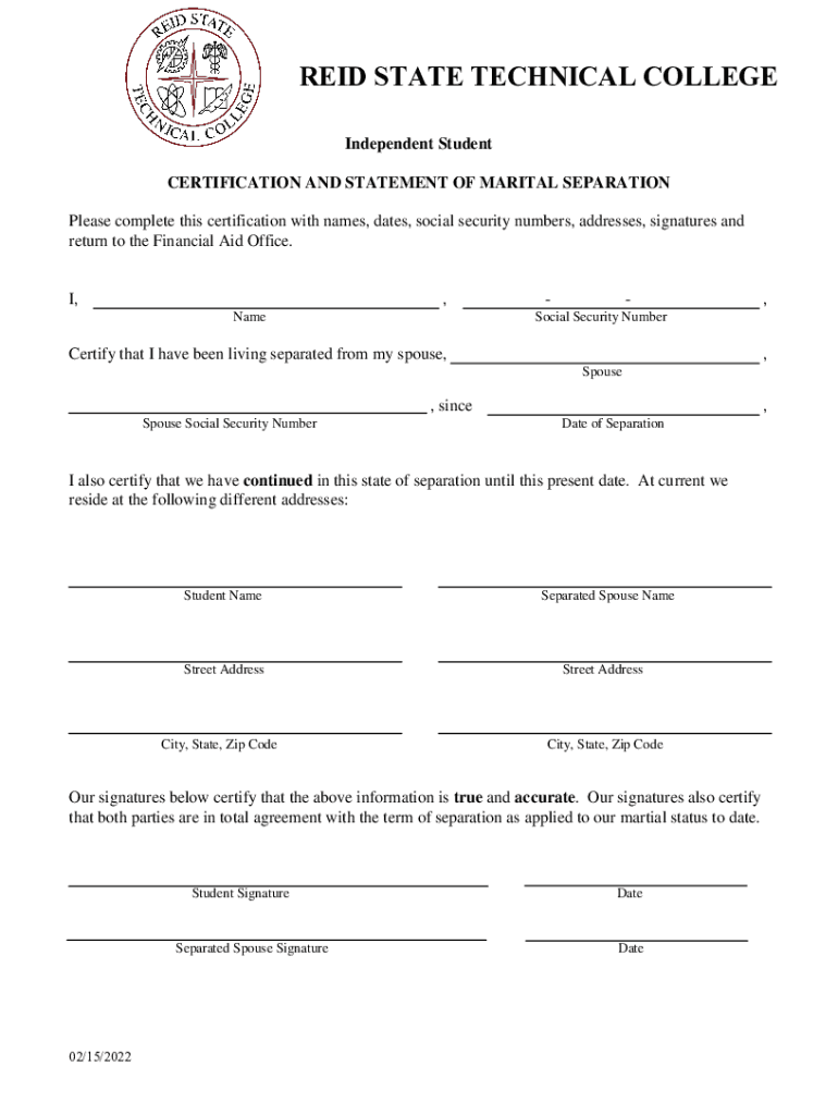 Fillable Online REID STATE TECHNICAL COLLEGE Fax Email Print - pdfFiller