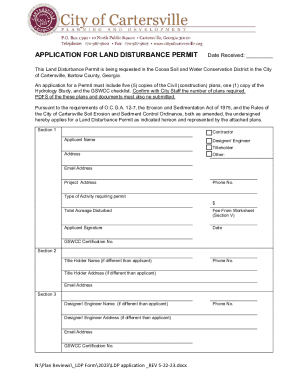 Fillable Online building inspection department land disturbance permit ...