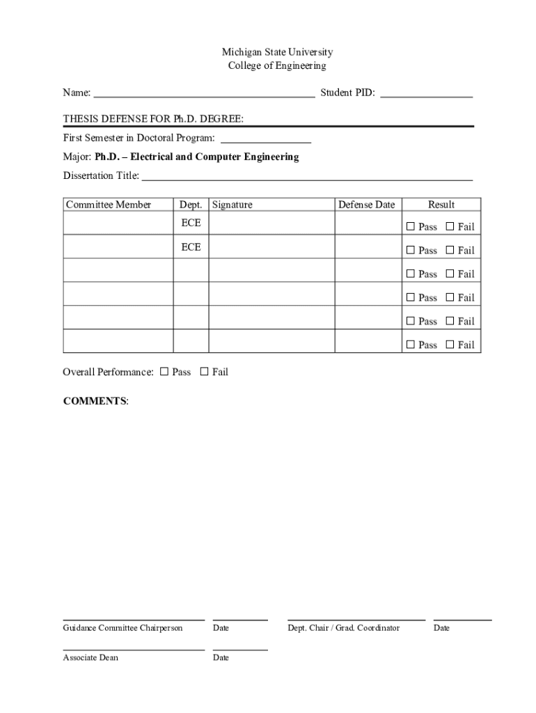 Fillable Online ece msu Doctoral Defense Fillable Form Fax Email Print ...