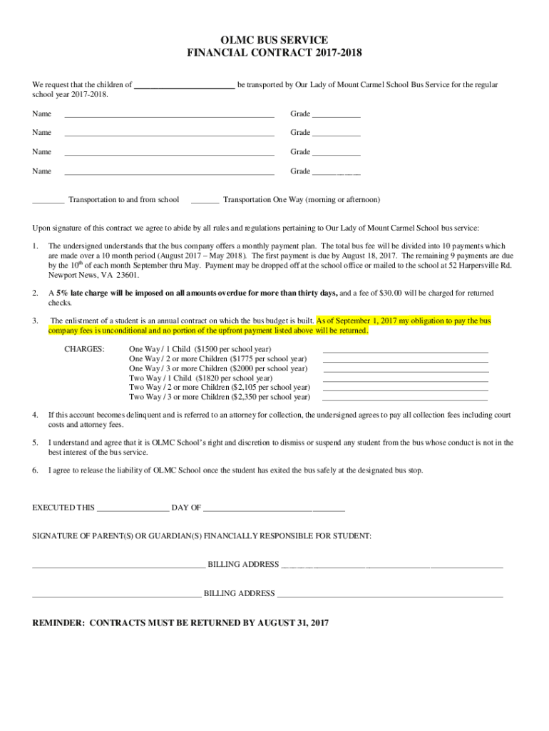 Fillable Online OLMC BUS SERVICE Fax Email Print - pdfFiller