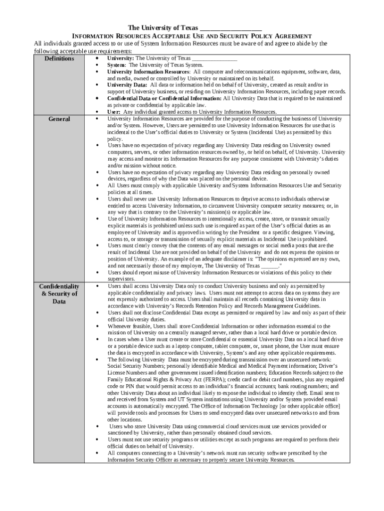 Ination Resources Use and Security Policy Doc Template | pdfFiller
