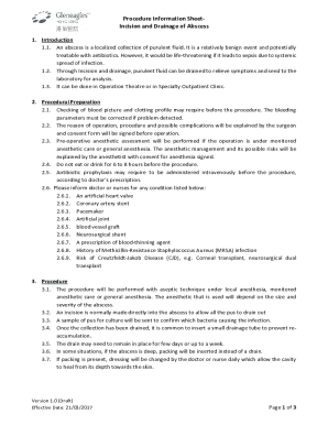 Fillable Online Procedure Information Sheet- Incision and Drainage of ...
