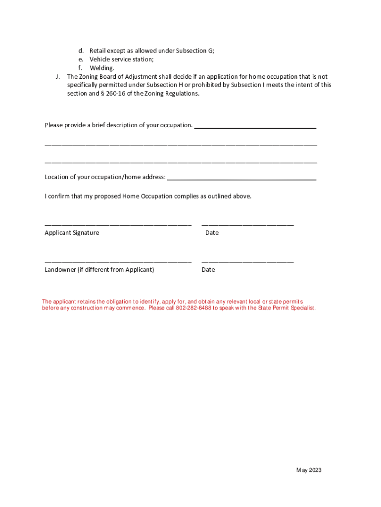 Fillable Online Home Occupation PermitCity of Colorado Springs Fax ...
