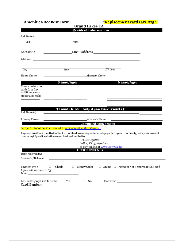 Fillable Online Replacement cards are $25 Fax Email Print - pdfFiller