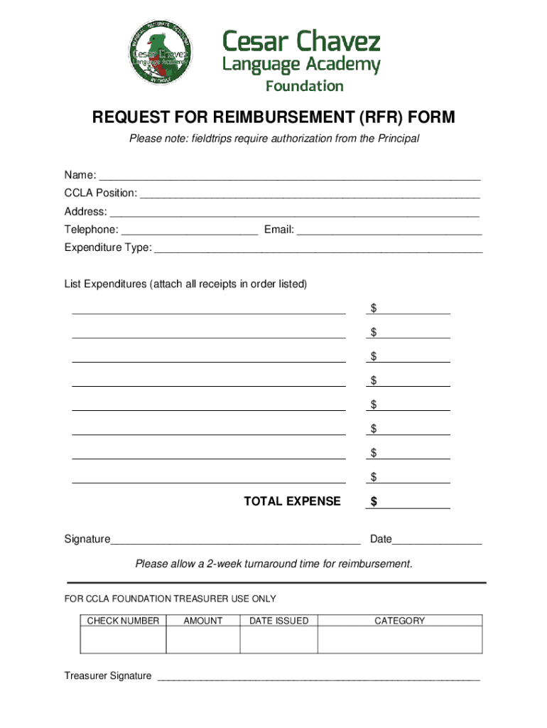 Fillable Online Request for Reimbursement (RFR) Form Fax Email Print ...