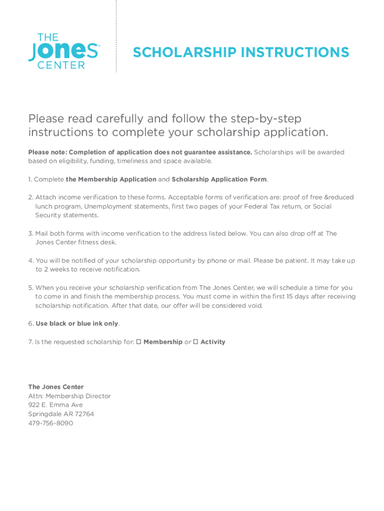 Fillable Online SCHOLARSHIP INSTRUCTIONS Fax Email Print - pdfFiller