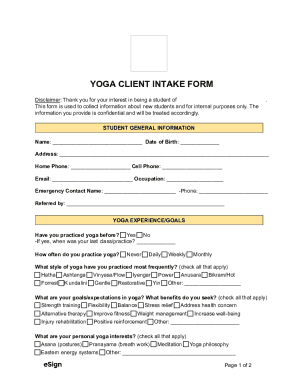 Fillable Online Why You Need A Yoga Intake Form (FREE download) Fax ...