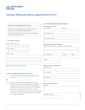 Fillable Online Adviser Representative appointment form Fax Email Print ...