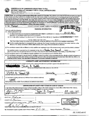 Fillable Online certificate of candidate selection to fill (can-29) an ...