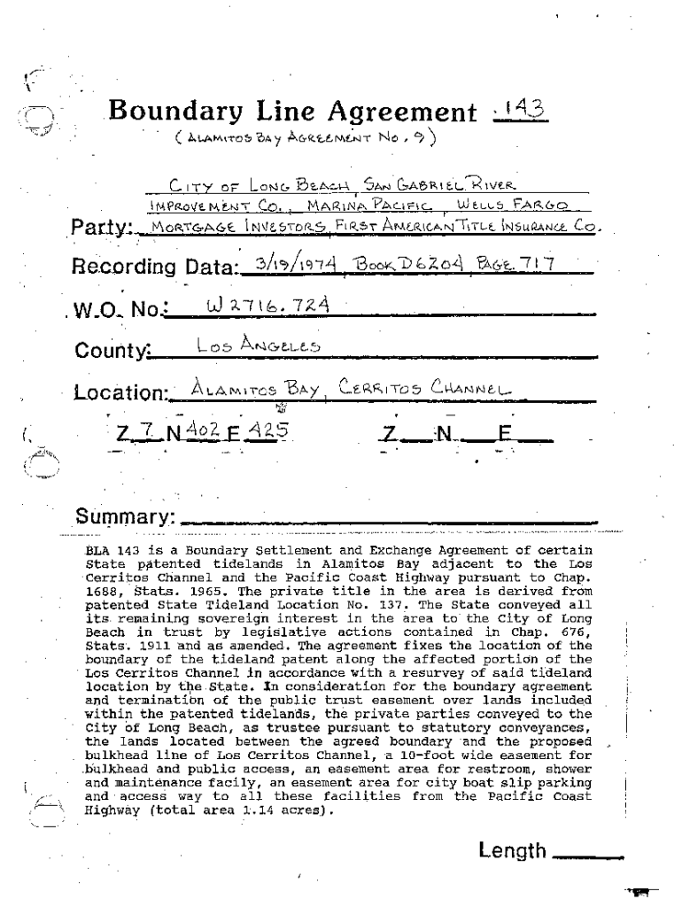 Fillable Online Boundary Line Agreement 143. Alamitos Bay Boundary ...