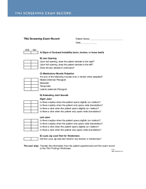 Fillable Online TMJ and Occlusal (Bite) Analysis - Dr. Richard Gross ...