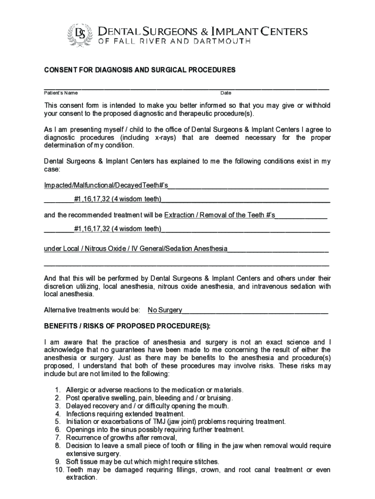 Fillable Online Dental-Surgeons-Surgical-Procedure-3rds-Consent Fax Email Print - pdfFiller