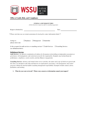 Fillable Online WSSU Office of Audit, Risk, and Compliance Internat Audit Request Form Fax Email ...