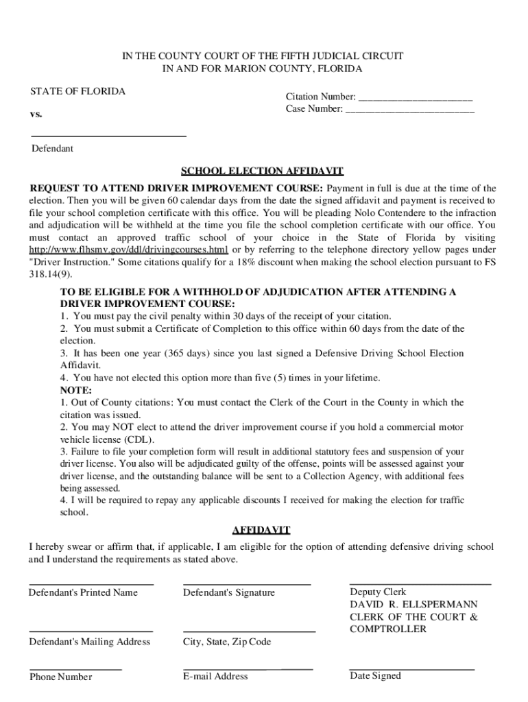 Fillable Online School Election Affidavit Option 1 with info sheet Fax ...