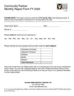 Fillable Online Partner Monthly Reporting Form Fax Email Print - pdfFiller