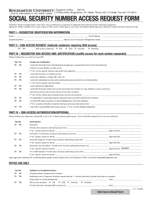 Fillable Online Registrars SSN Access Request Form. Registrars SSN Access Request Form for ...