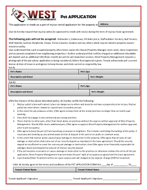 Fillable Online Pet APPLICATION Fax Email Print - pdfFiller