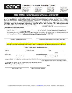 Fillable Online CCAC 2023-24 Statement of Educational Purpose and ...