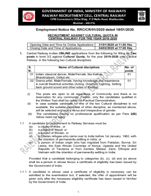 Fillable Online CENTRAL RAILWAY Railway Recruitment Cell CPM ... Fax Email Print - pdfFiller