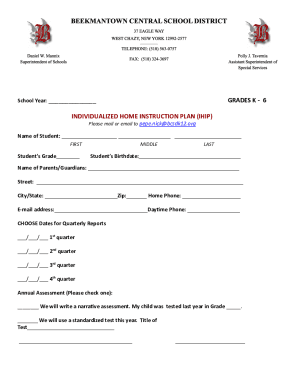 Fillable Online 6 INDIVIDUALIZED HOME INSTRUCTION PLAN (IHIP) Fax Email ...