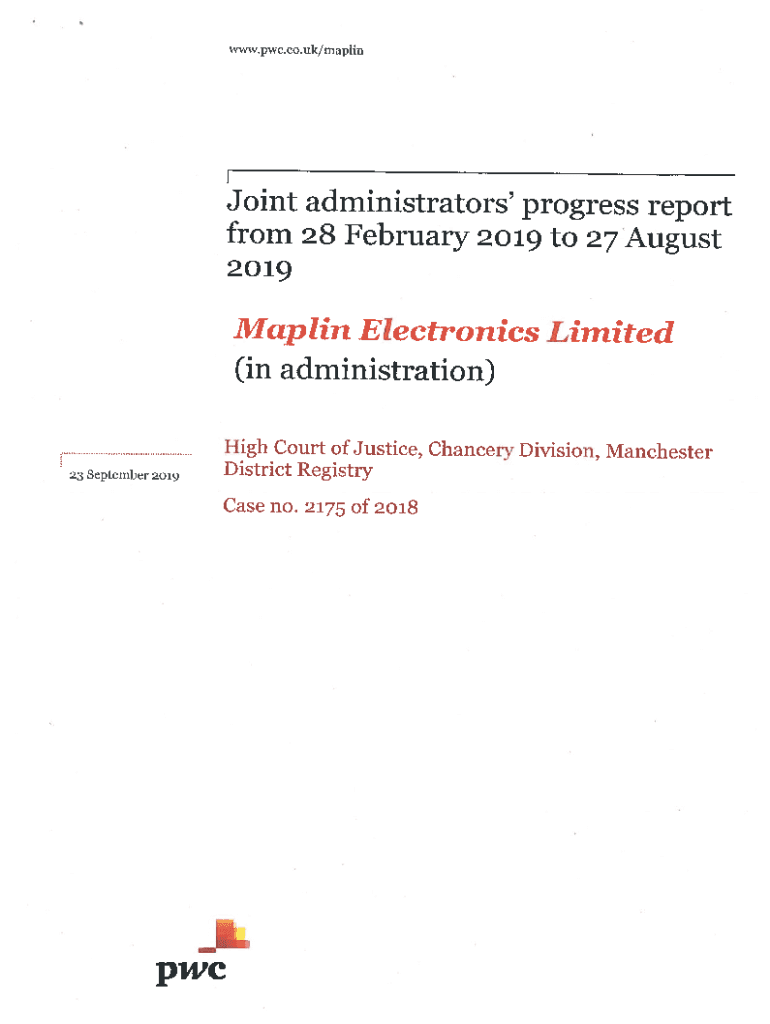 Fillable Online Joint Administrators' Progress Reports Fax Email Print ...