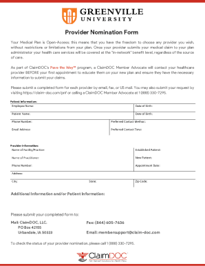 Fillable Online Copy of ClaimDOC Provider Nomination Form TEMP Fax ...