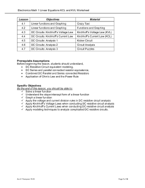 Fillable Online 4 Electronics Math 1 Linear Equations KCL and KVL ...