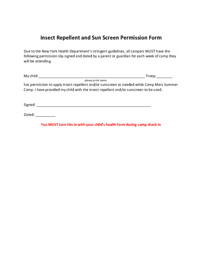 Fillable Online Sunscreen & Insect Repellent Authorization Fax Email Print - pdfFiller