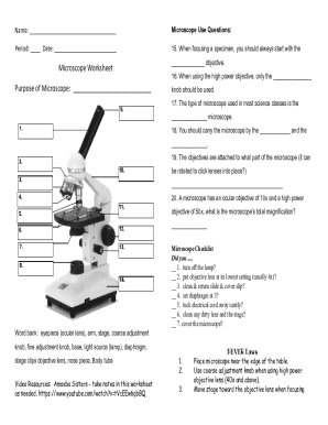 Fillable Online microscope labeling worksheet - notebook version Fax ...