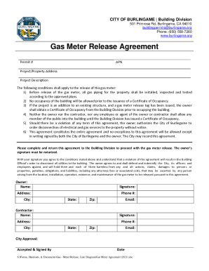 Fillable Online Gas Meter Release Agreement Fax Email Print - pdfFiller