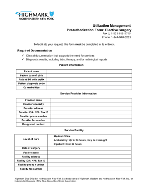 Fillable Online Utilization Management Preauthorization Form ...