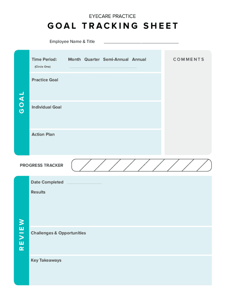 Fillable Online GOAL TRACKING SHEET Fax Email Print - pdfFiller