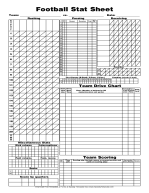 Fillable Online Football Score Sheet - Template Free Download Fax Email ...