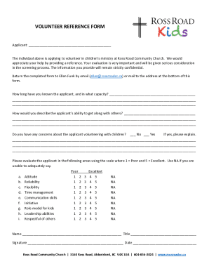 Fillable Online Children's Ministry Reference Form Fax Email Print ...