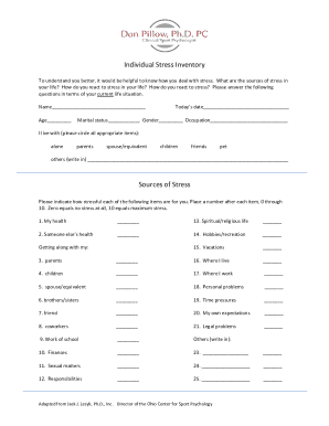 Fillable Online The Holmes and Rahe Stress Scale - A Self-Assessment to ...