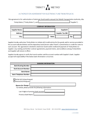 Fillable Online This agreement is for authorization of electronic fund transfer ... Fax Email ...