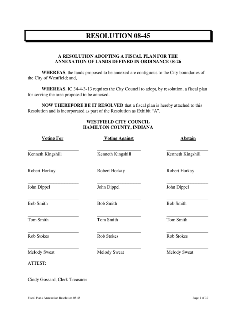Fillable Online adopting a fiscal plan for the annexation of property ...