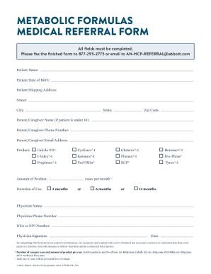 Fillable Online METABOLIC FORMULAS MEDICAL REFERRAL FORM Fax Email ...