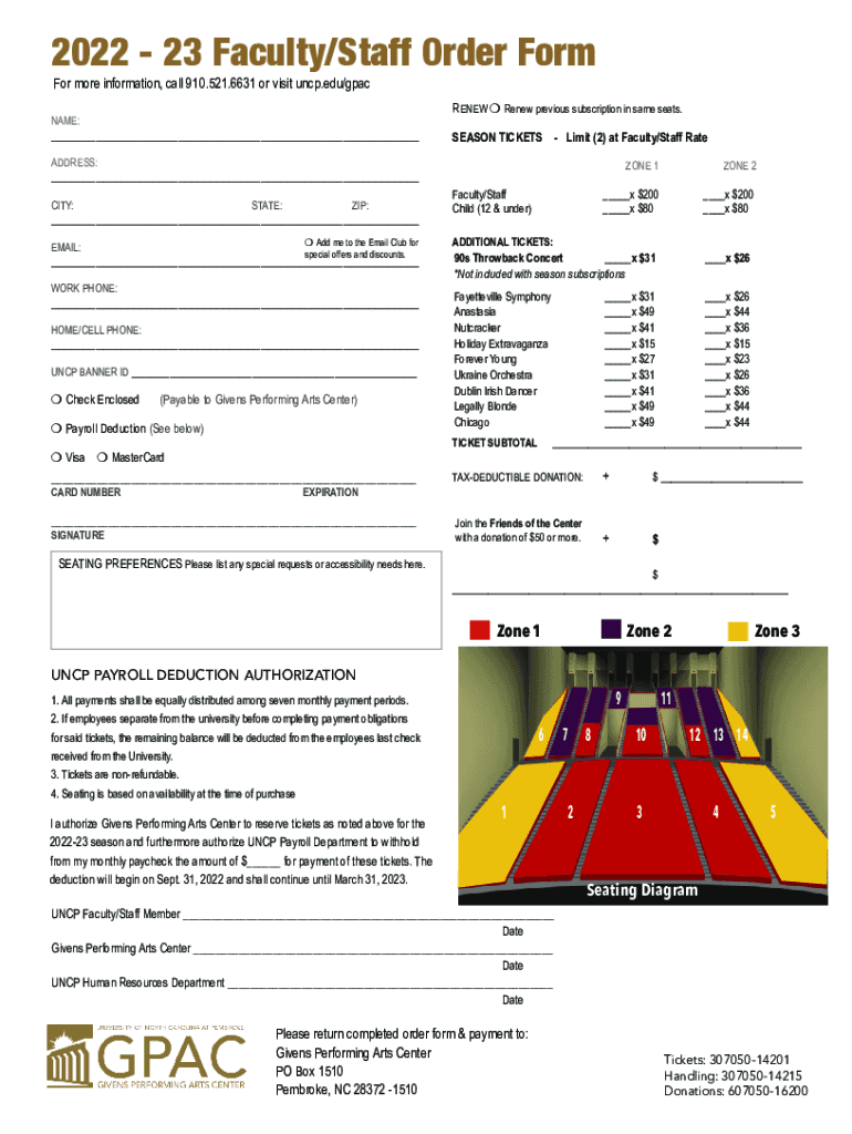 Fillable Online 2022 - 23 Faculty/Staff Order Form Fax Email Print - pdfFiller