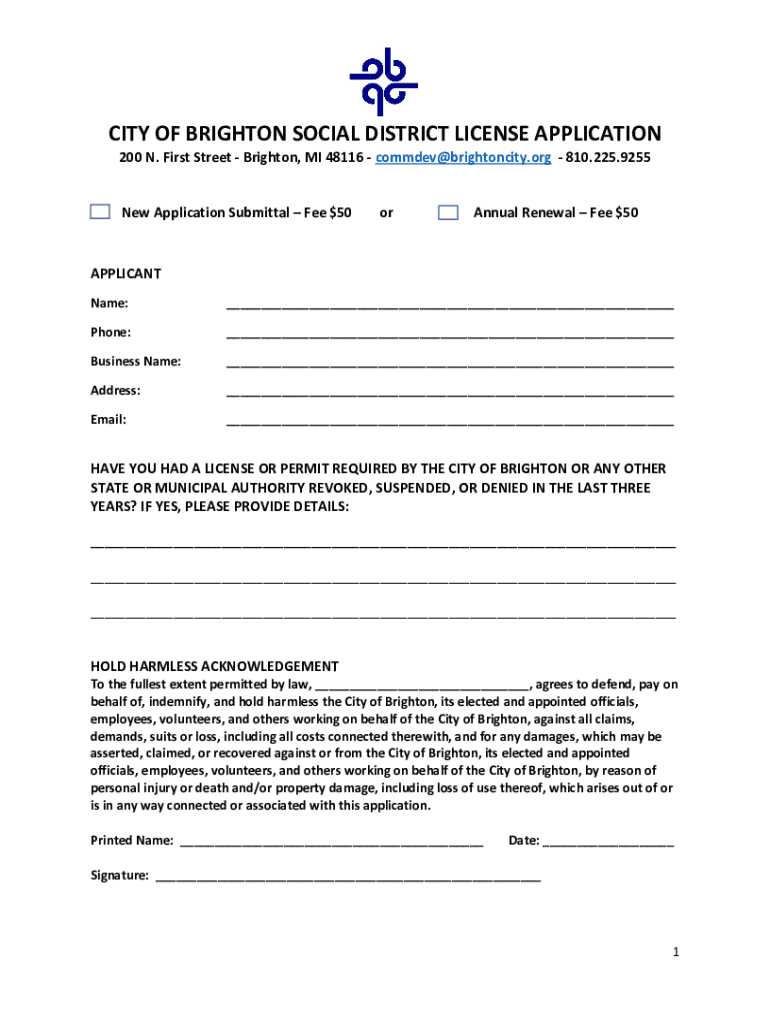 Fillable Online Social District License Application Checklist Fax Email Print - pdfFiller